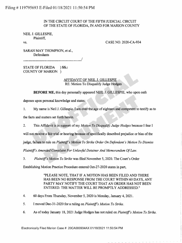 Affidavit To Disqualify | PDF