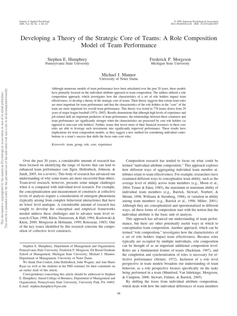 Model of Team Performance | PDF | Psychology