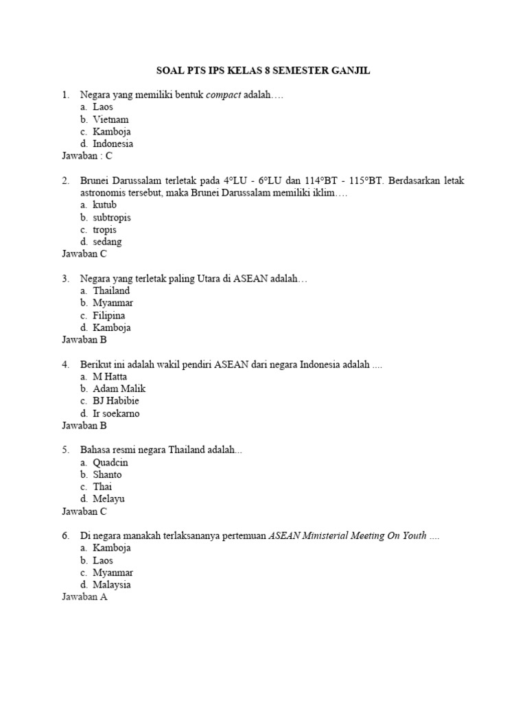 Soal PTS Ips Kelas 8 | PDF