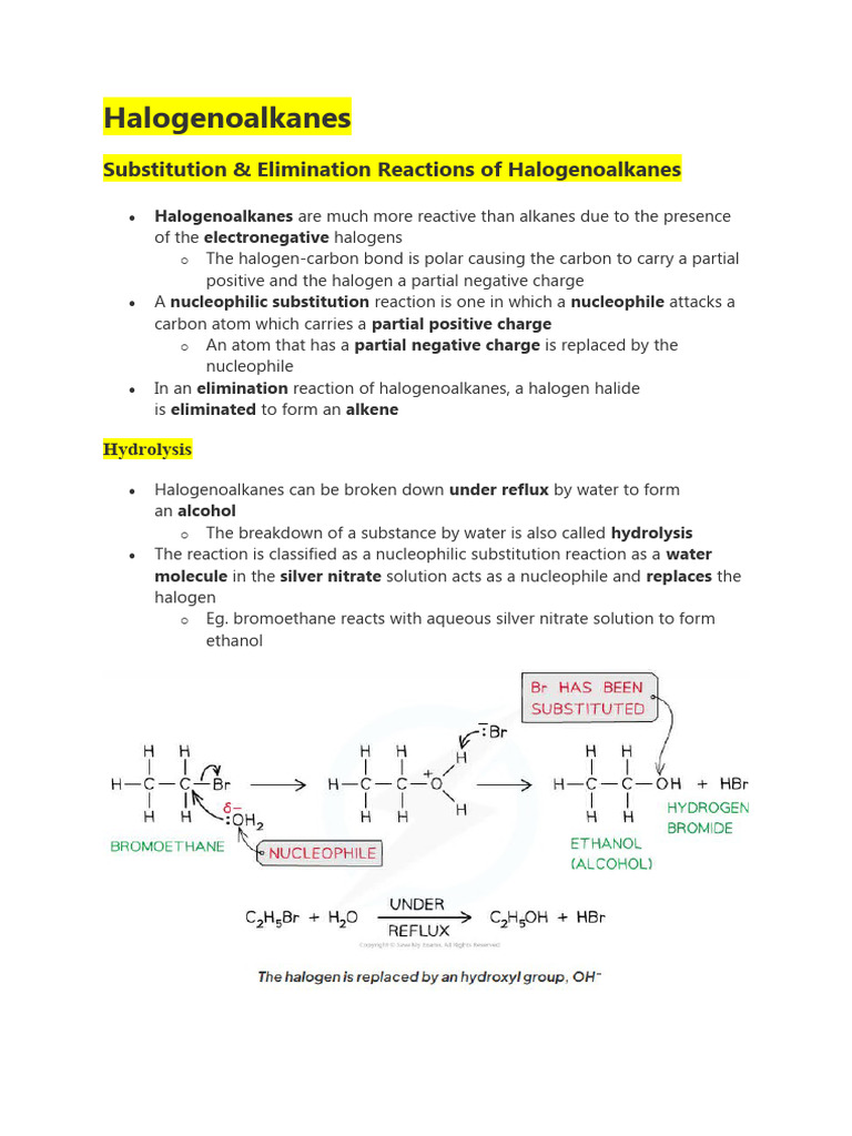 Halogenoalkanes | PDF | Chemical Reactions | Ester