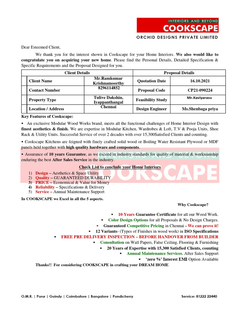 Mr. Ramkumar Krishnamoorthy Sir's Estimation File | PDF