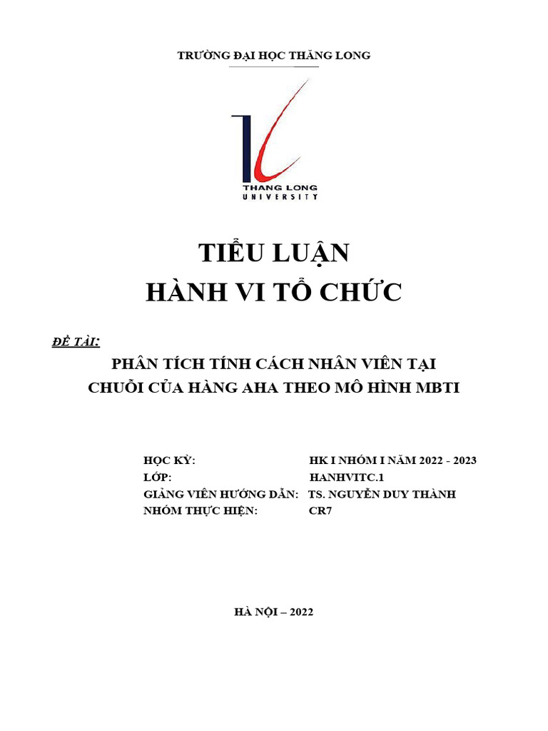 Bài Tiểu Luận Môn HVTC - Nhóm CR7 | PDF