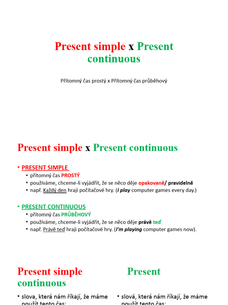 Present Simple X Present Continuous | PDF