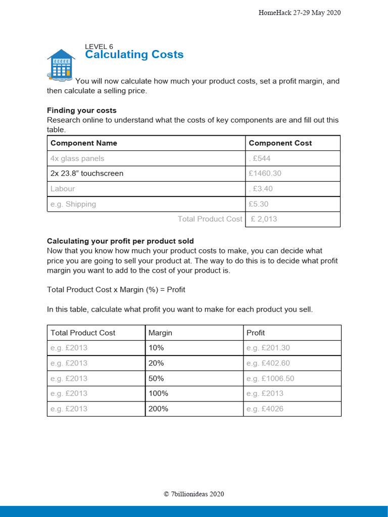 Level 6 - Calculating Costs | PDF | Prices | Business
