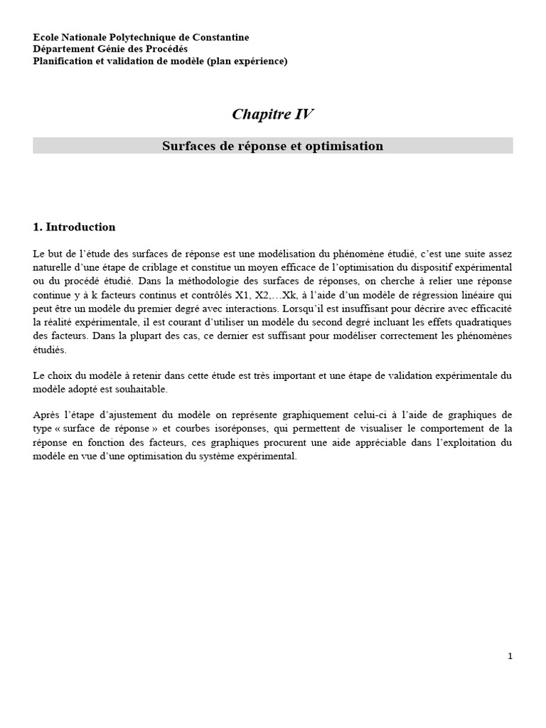Surfaces de Réponse Et Optimisation | PDF | Ordinateurs