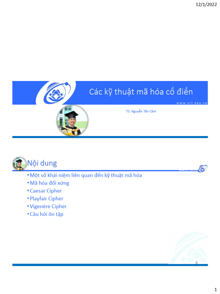 Slide2.1 CacKyThuatMaHoaCoDien Post | PDF