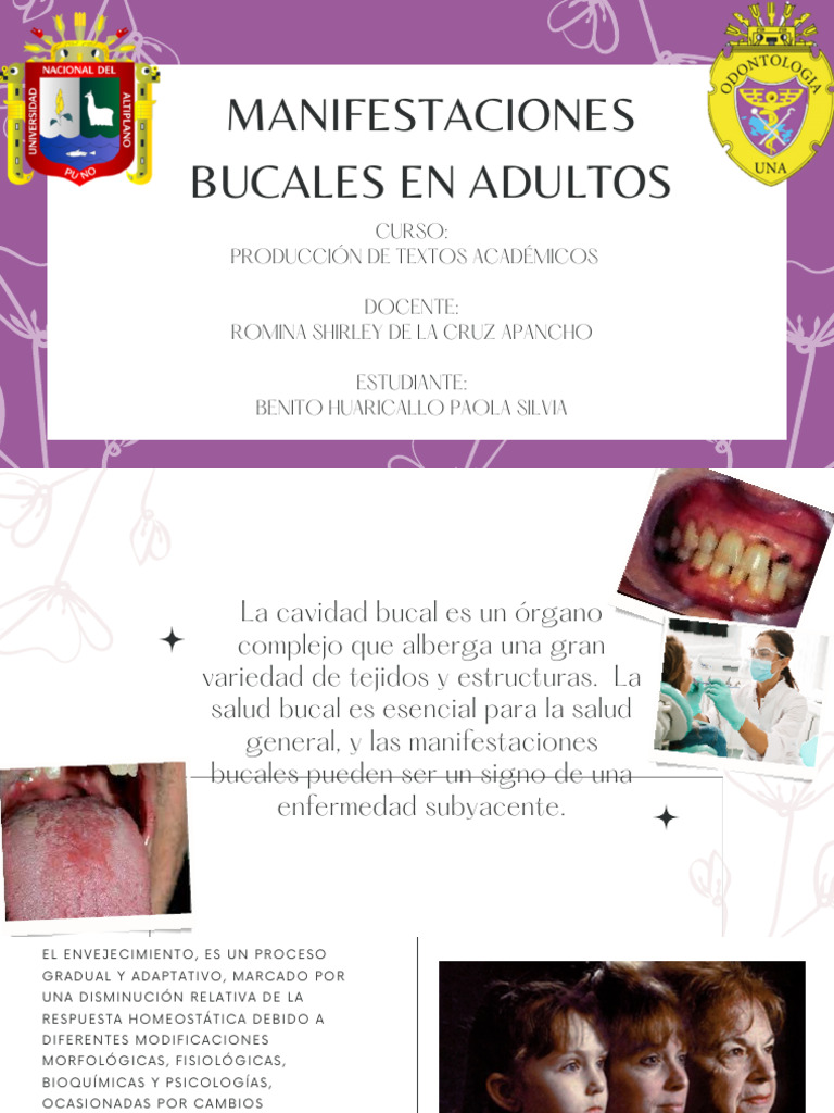 Manifestaciones Bucales en Adultos | PDF | Odontología | Virus