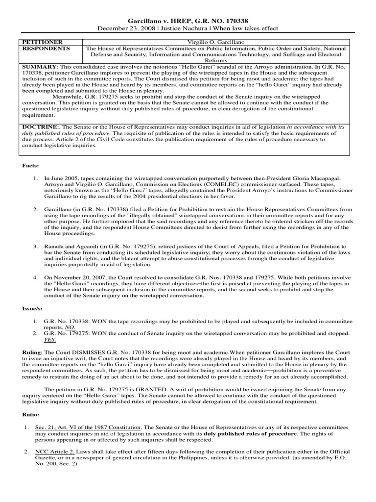 Garcillano v. HOR | PDF | Writ Of Prohibition | Judiciaries