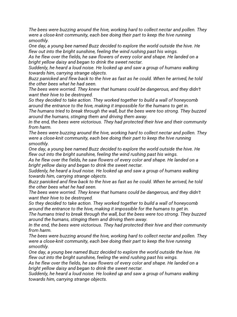 The Bees Were Buzzing Around The Hive | PDF | Beehive | Bees