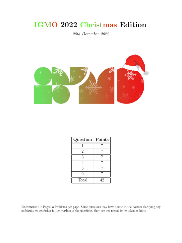IGMO 2022 Christmas Edition | Download Free PDF | Triangle | Mathematics