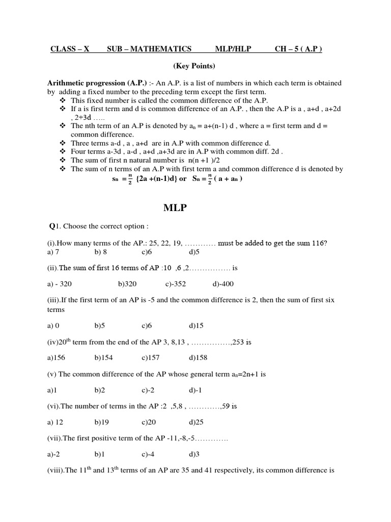 Arithmetic Progression MLP HLP | PDF | Teaching Methods & Materials | Computers