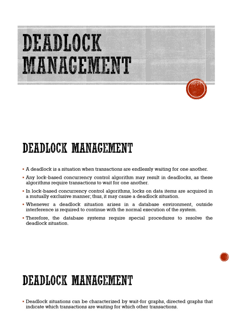 Deadlock Management | PDF | Database Transaction | Information Technology