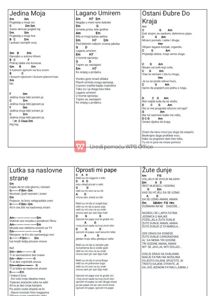 Akordi Rok Narodnjaci | PDF