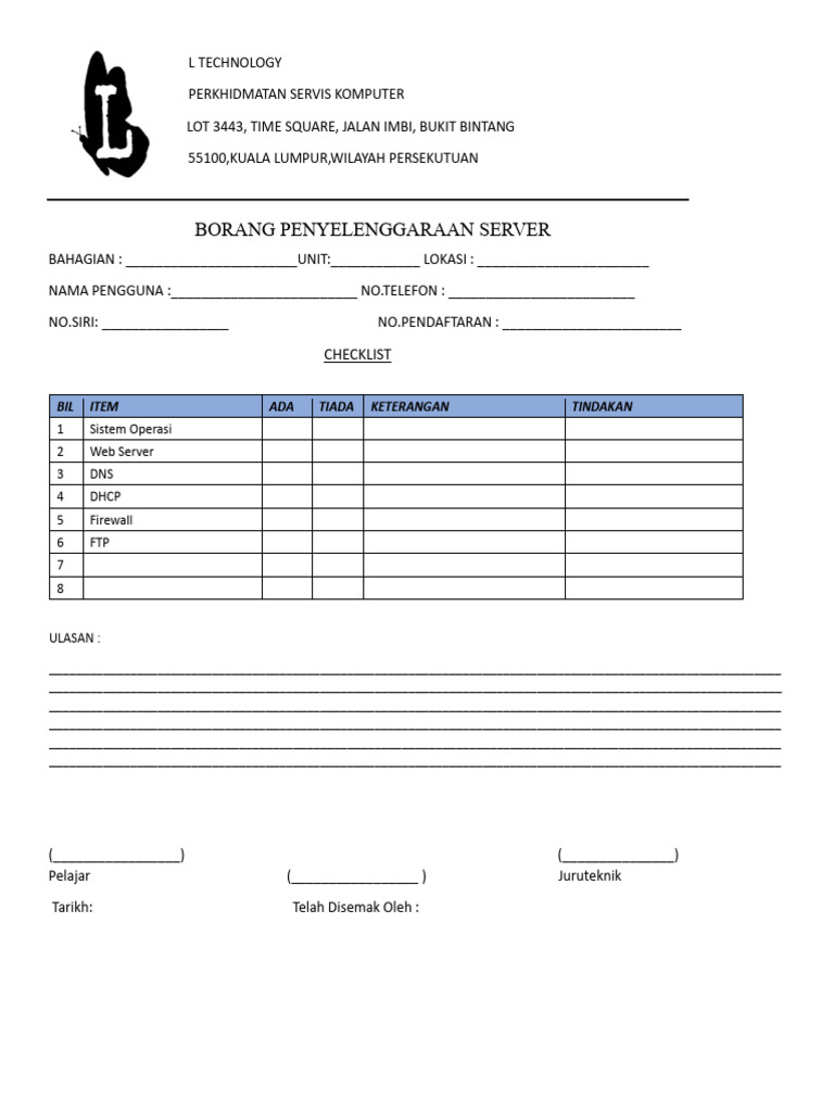 Borang Server | PDF