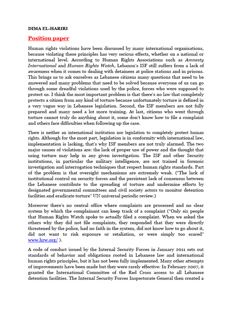 Human Rights Committee - Position | PDF | Torture | Human Rights