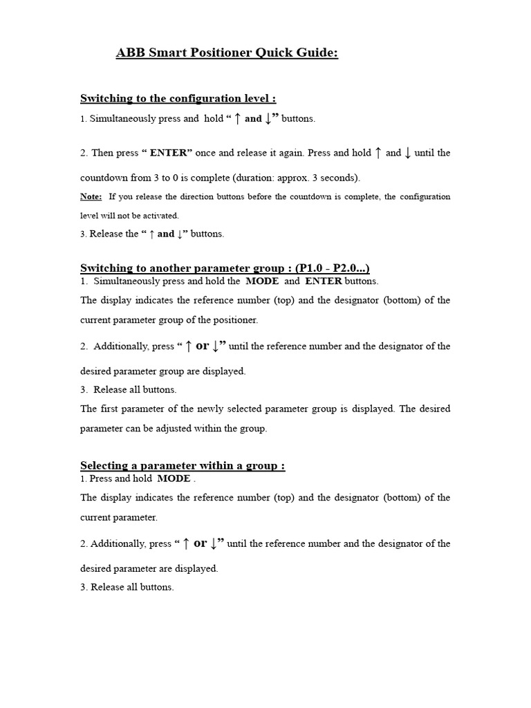 ABB Smart Positioner Calibration Guide | PDF | Valve | Actuator