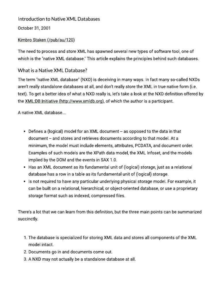 5 Native XML Databases NXD | PDF