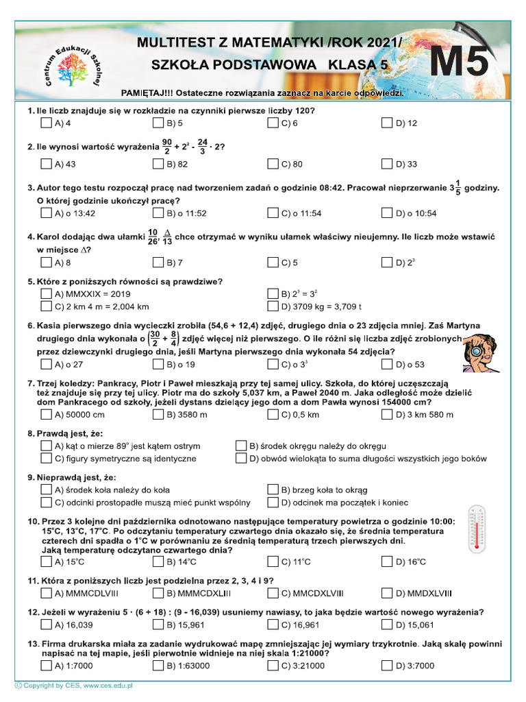 Multitest M5 2021 | PDF