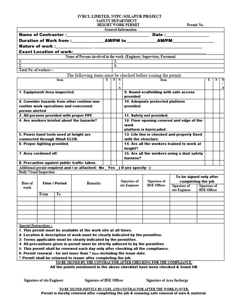 Work Permit | PDF | Occupational Safety And Health | Safety