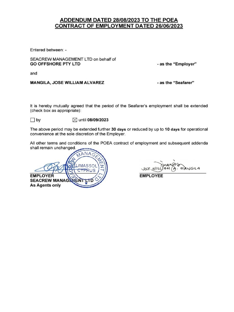 Extension Contract | PDF