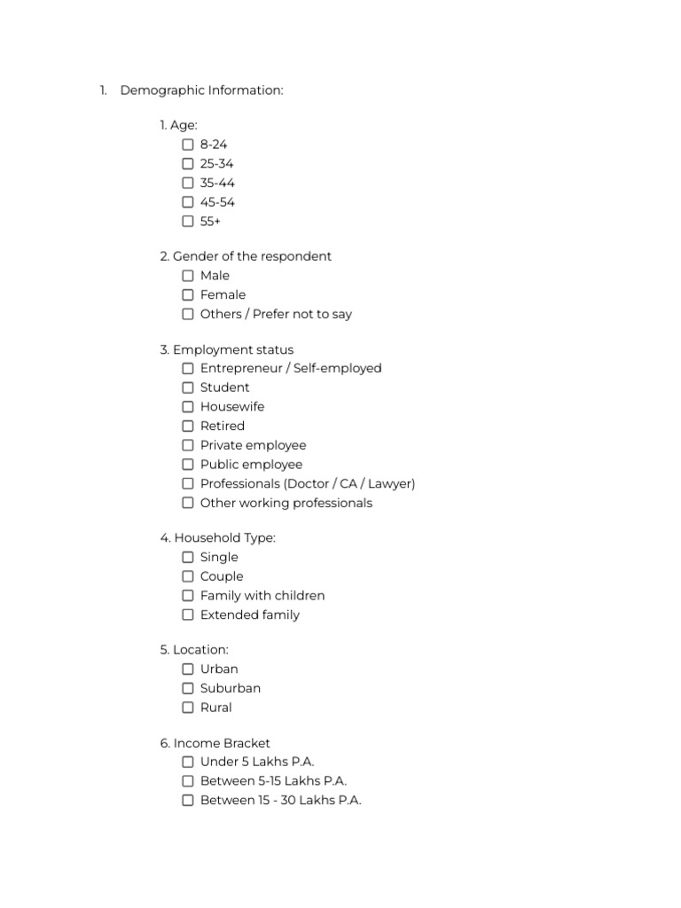 Questionnaire 1 | PDF