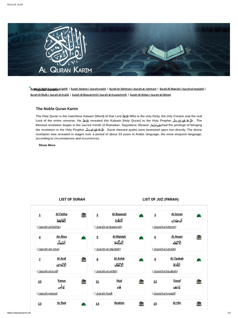 Quran Surah Links & Overview | PDF