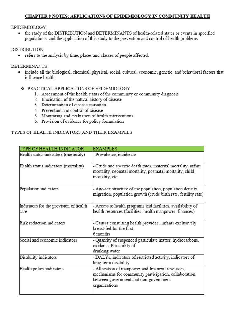 Chapter 8 Notes CHN | PDF | Infant Mortality | Mortality Rate