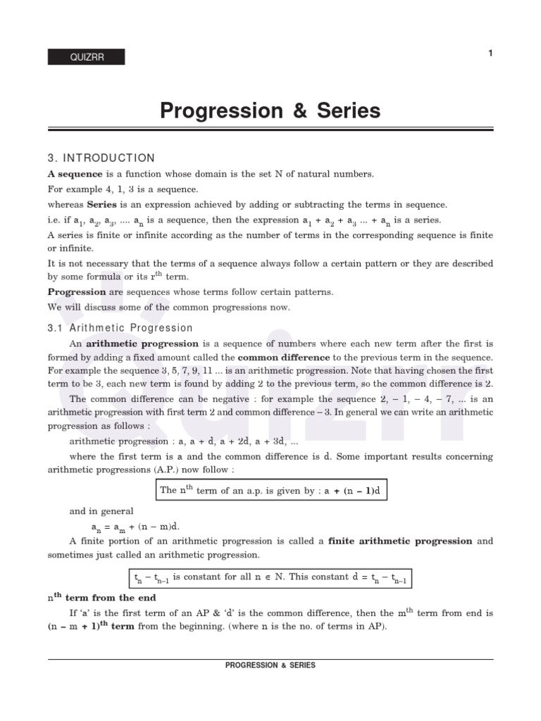 08 Sequence Series Revision Notes Quizrr | PDF | Mean | Mathematics