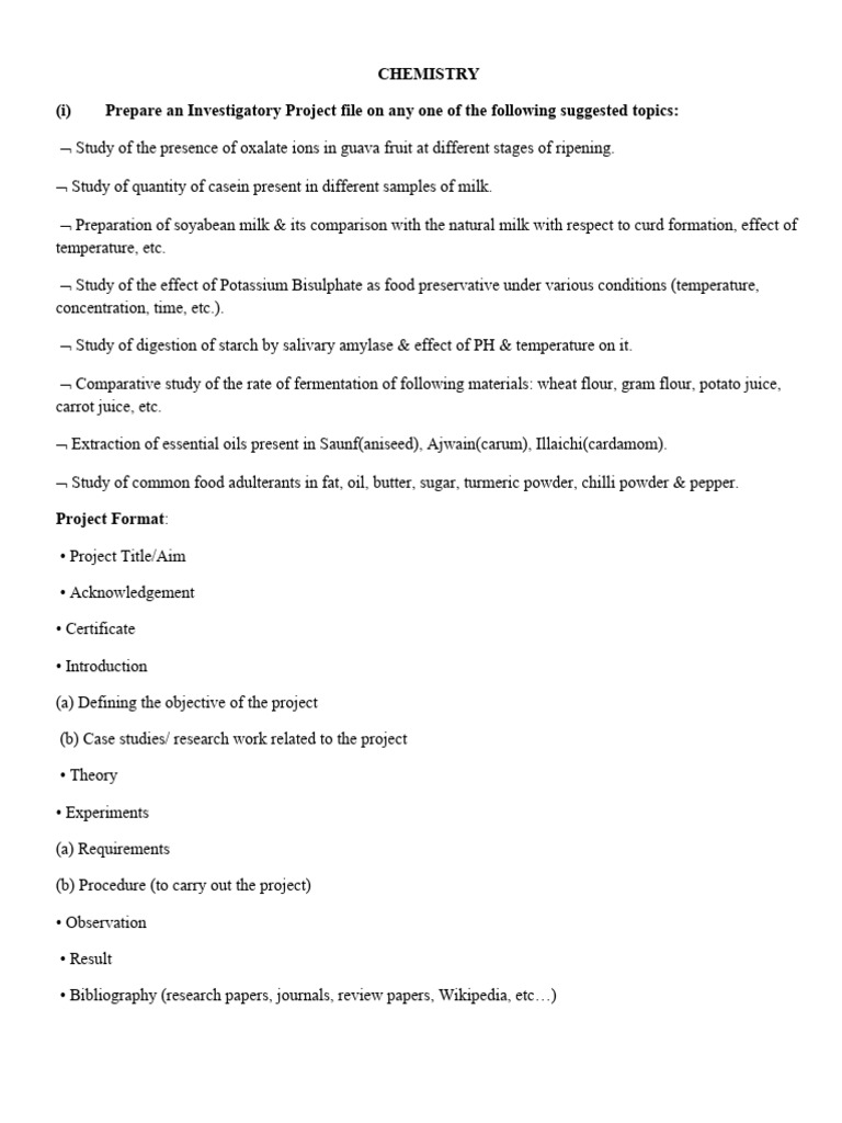 CHEMISTRY Holiday Homework Class 12 | PDF