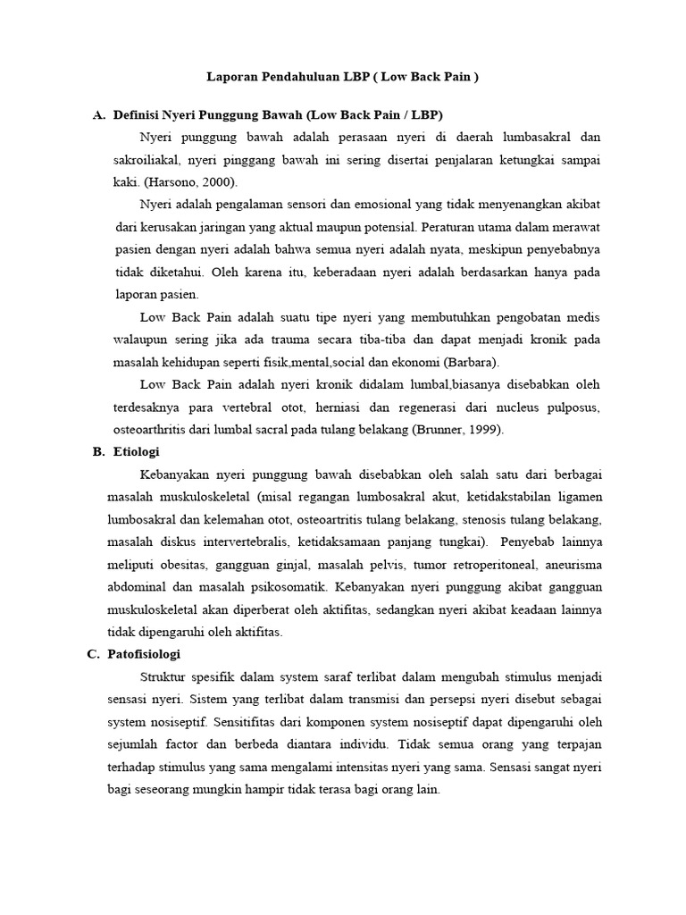 LP Low Back Pain | PDF