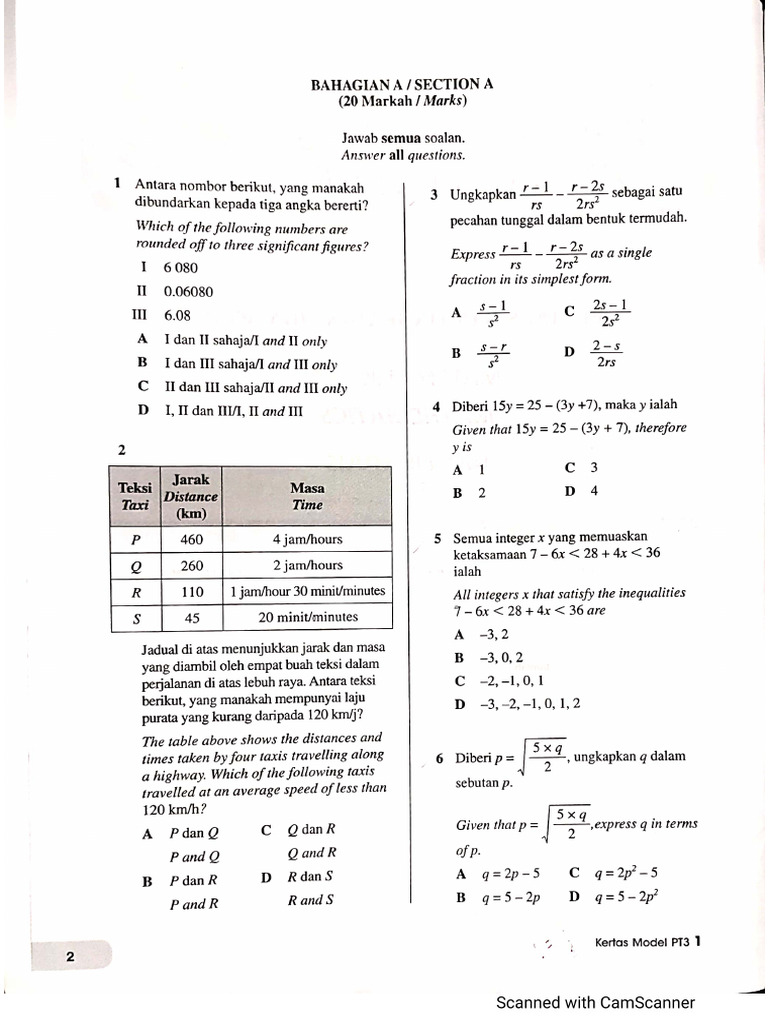 Kertas Model PT3 Set 1 (Questions) | PDF
