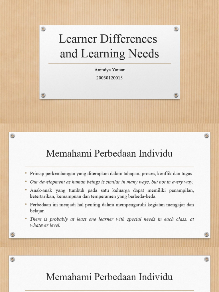 Chapter 4 (Woolfolk) Learner Differences Adn Learning Needs - Anindya Yuniar | PDF | Learning ...