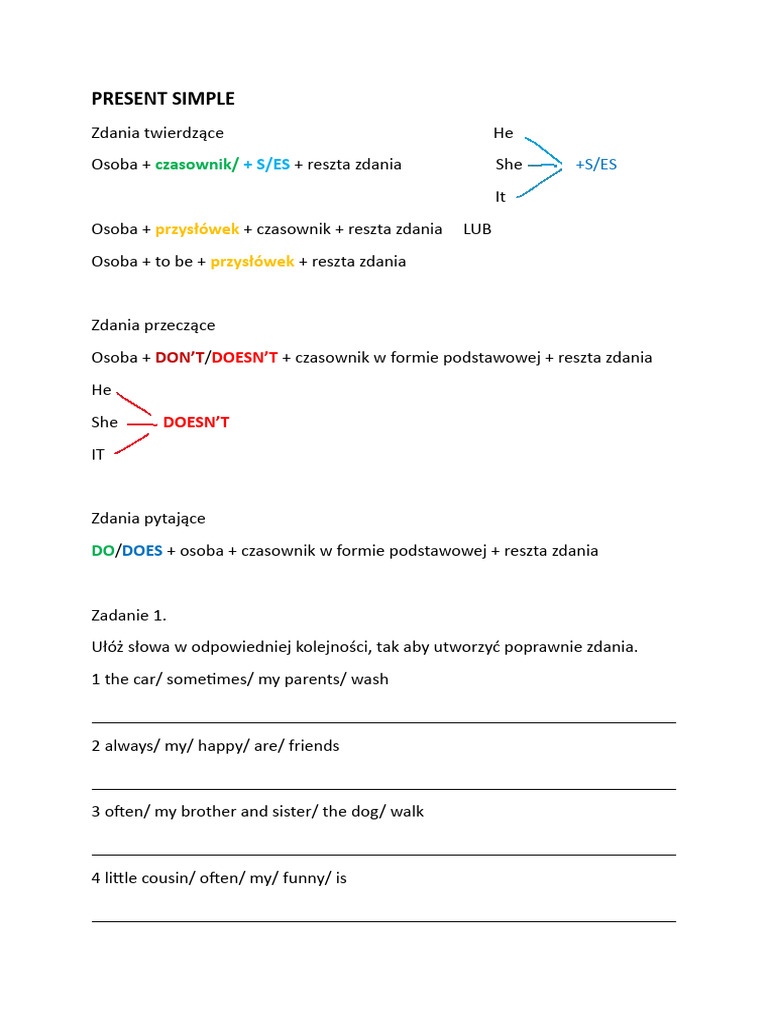 Angielski Present Simple | PDF