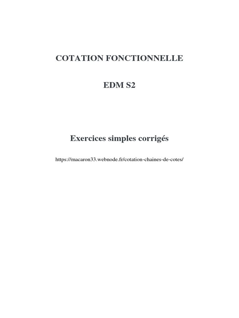 Cotation Fonctionnelle S2 Exercices | PDF