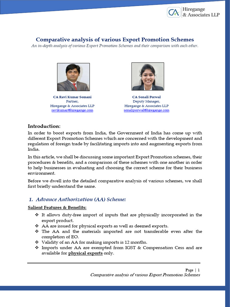 Export Promotion Schemes Overview | PDF | Business | Trade