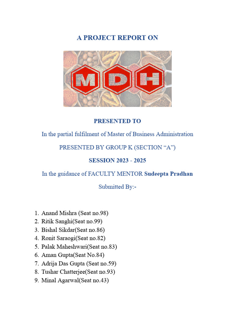 MDH GROUP No.k | Download Free PDF | Corporate Social Responsibility | Indian Cuisine