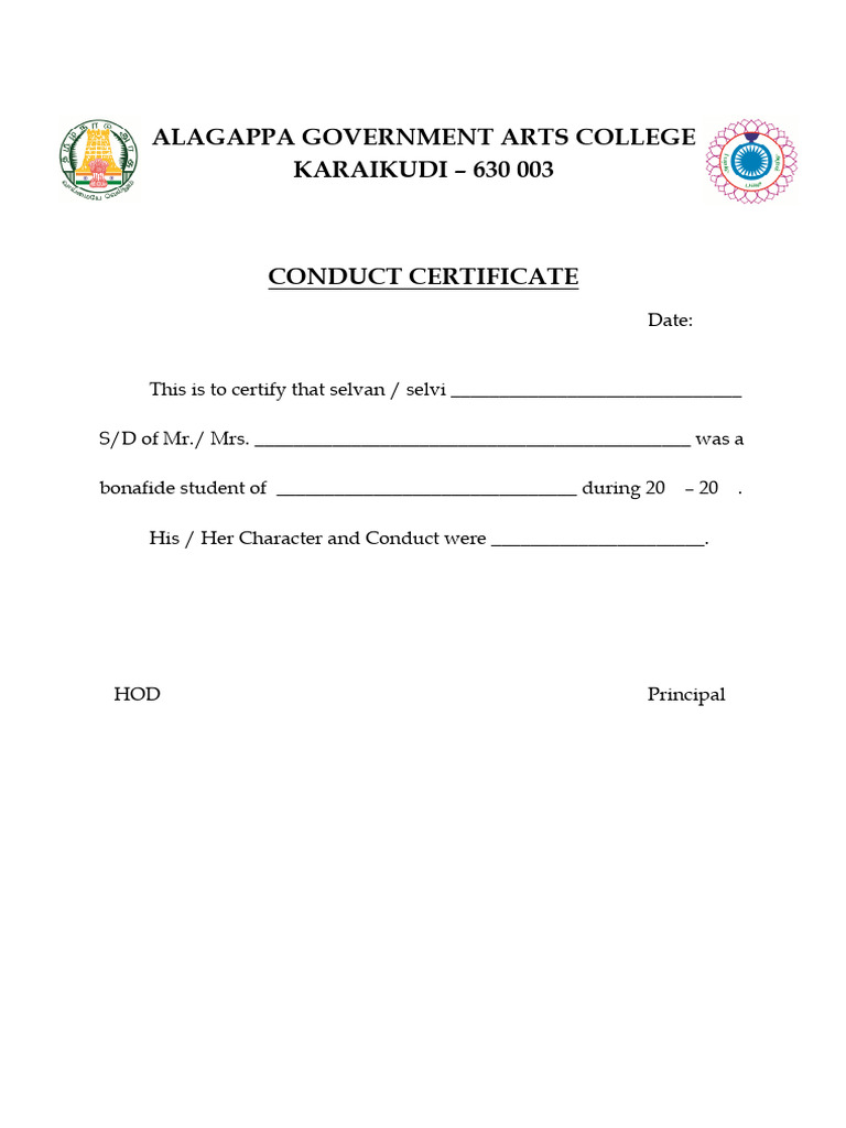 Conduct Certificate | PDF