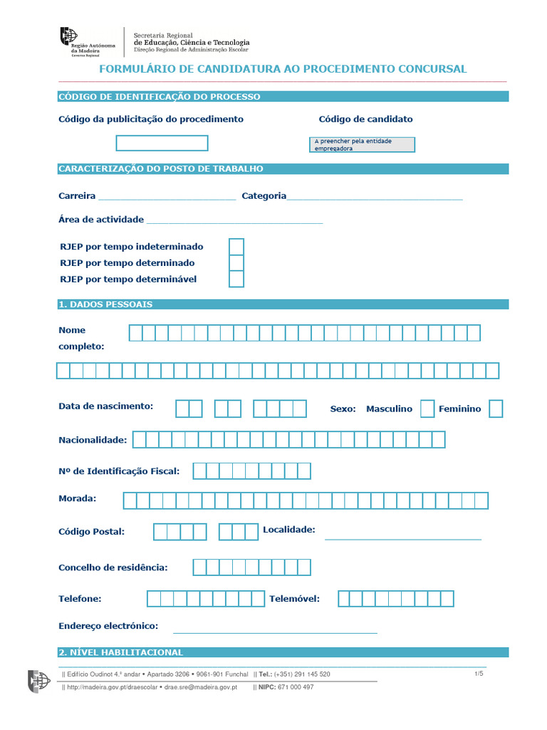 Formulário de Candidatura a Concursos DRAE | PDF | Academia | Estágios ...