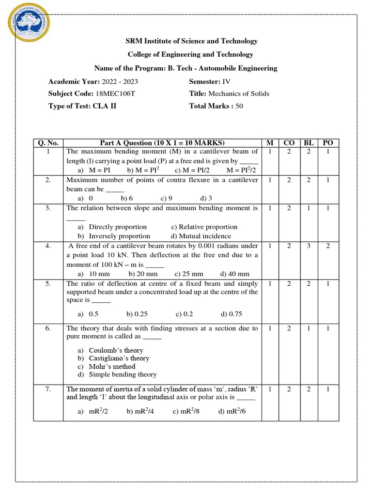 Cycle Test 2 | PDF | Helix | Bending