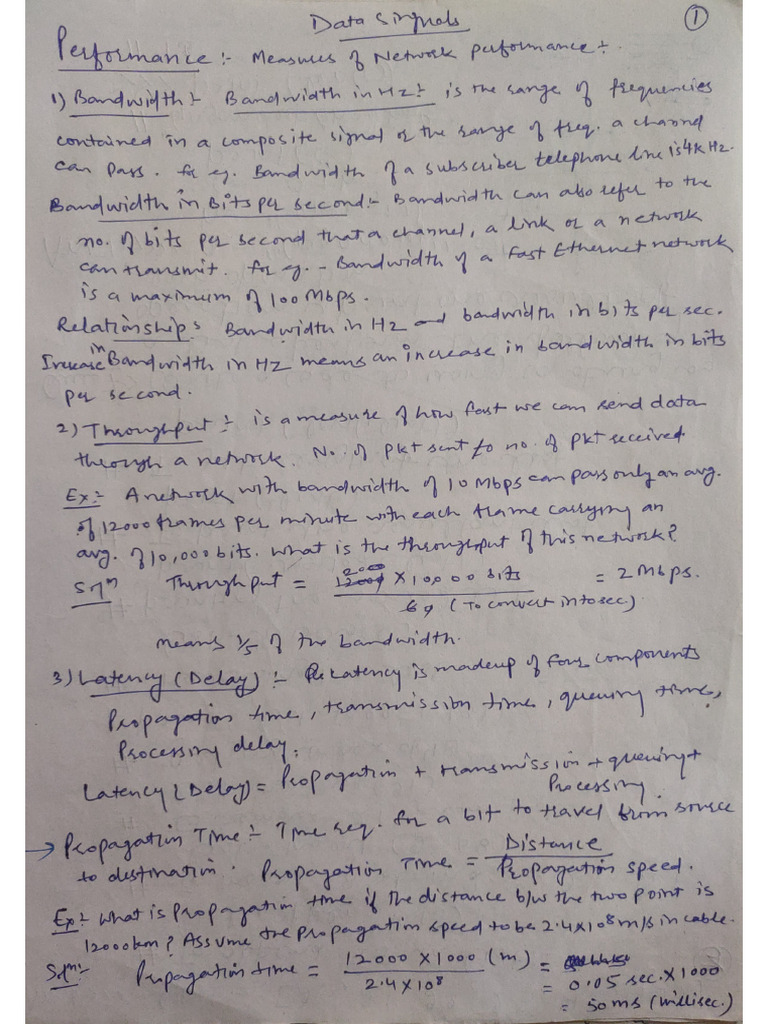 Unit-1 Network Performance Parameters | PDF