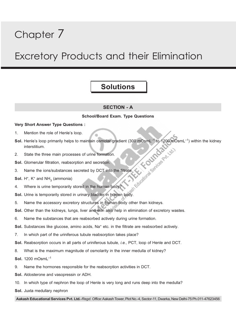 CLS Aipmt 16 17 XI Zoo Study Package 2 SET 1 Chapter 6 | PDF | Kidney | Organ (Anatomy)