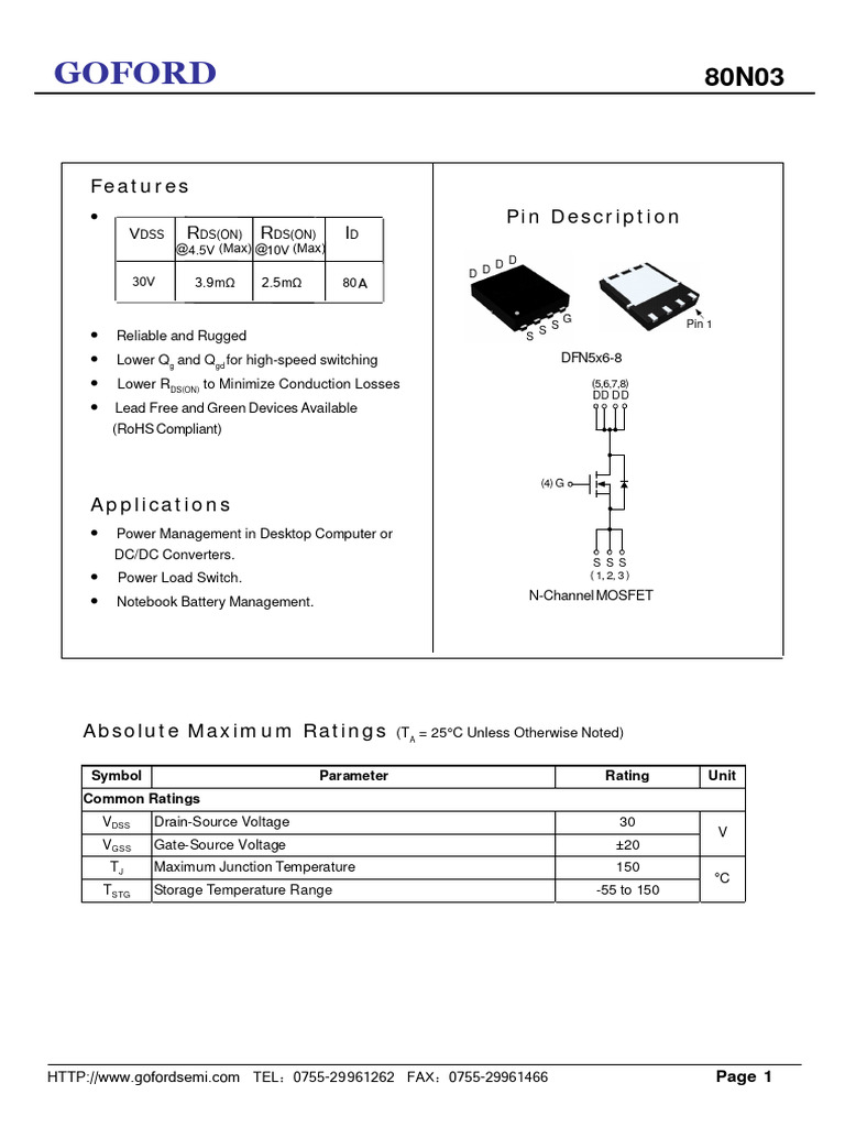80n03 DFN | PDF