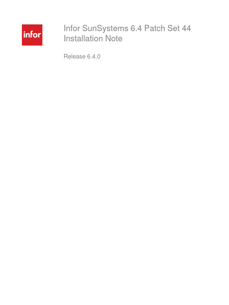 SunSystems 6.4 PS44 Installation Note | PDF