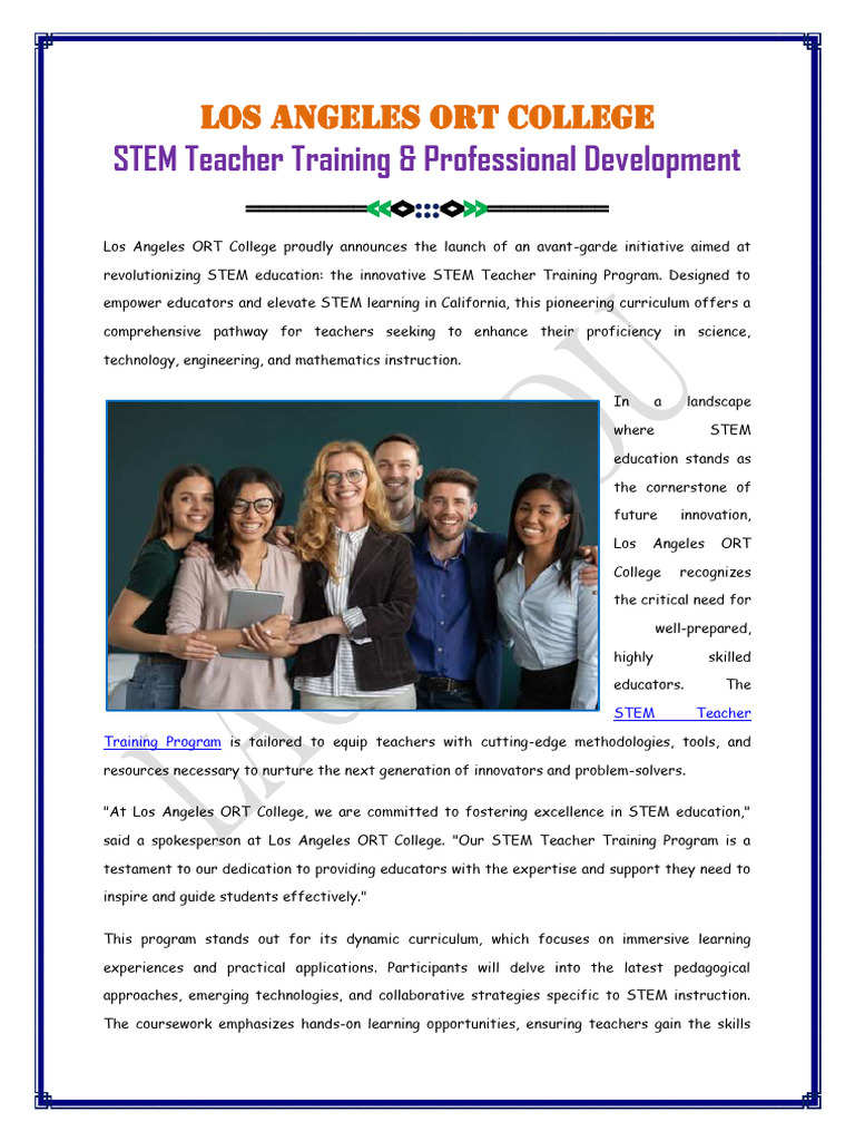 STEM Teacher Training Programs | PDF | Science, Technology, Engineering, And Mathematics ...