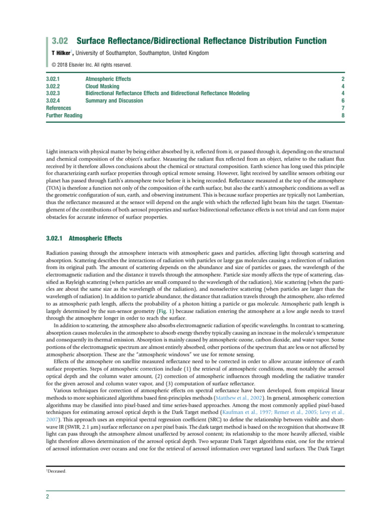 Surface Reflectance-Bidirectional Reflectance Distribution Function | PDF | Atmosphere Of Earth ...