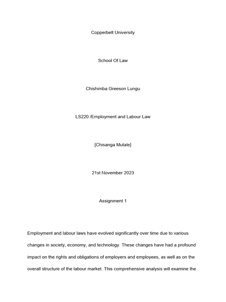 LS220 Assignment 1 | PDF | Labour Law | Employment