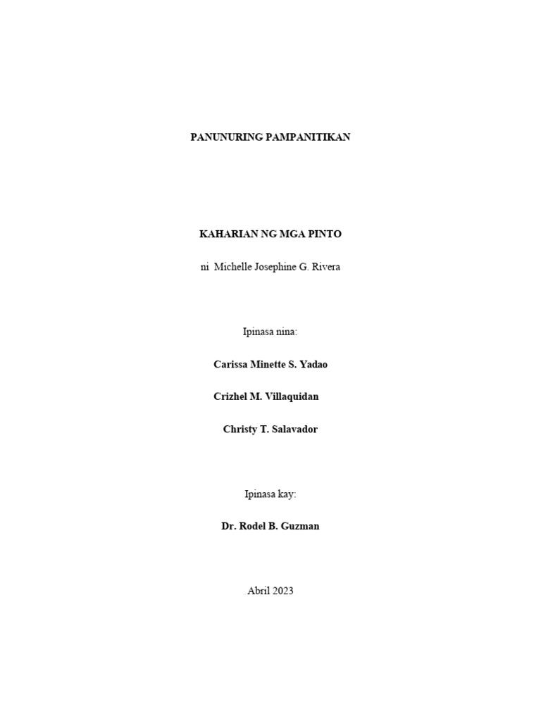 Kaharian NG Mga Pinto Ni Michelle Josephine Rivera | PDF