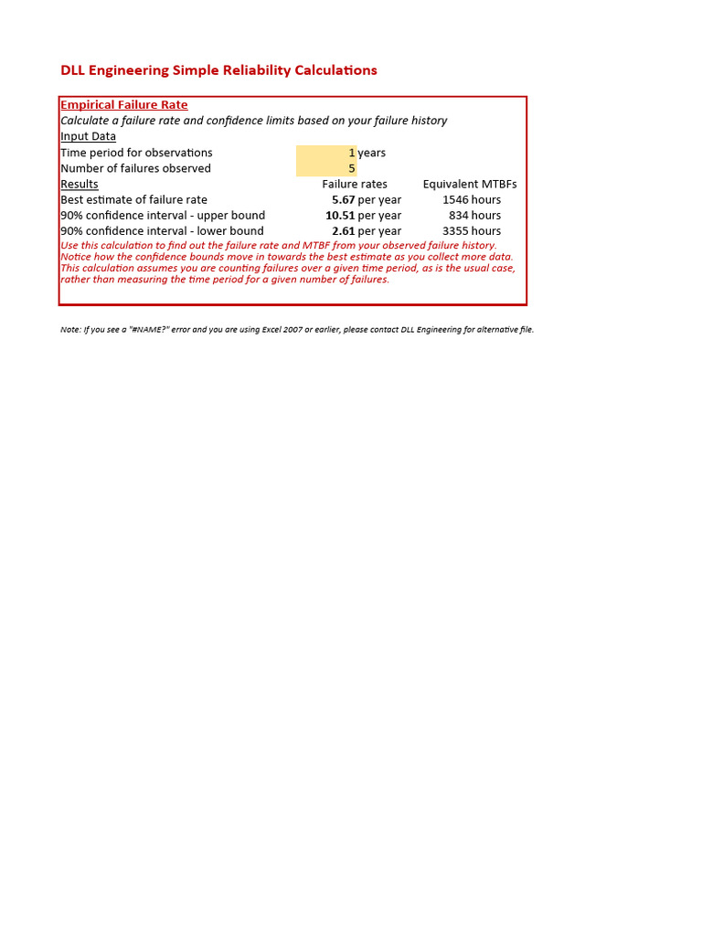 Reliability Calculations | PDF | Reliability Engineering | Statistics
