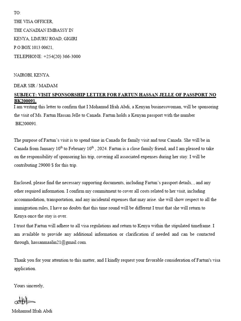 Fartun Sponser Letter | PDF