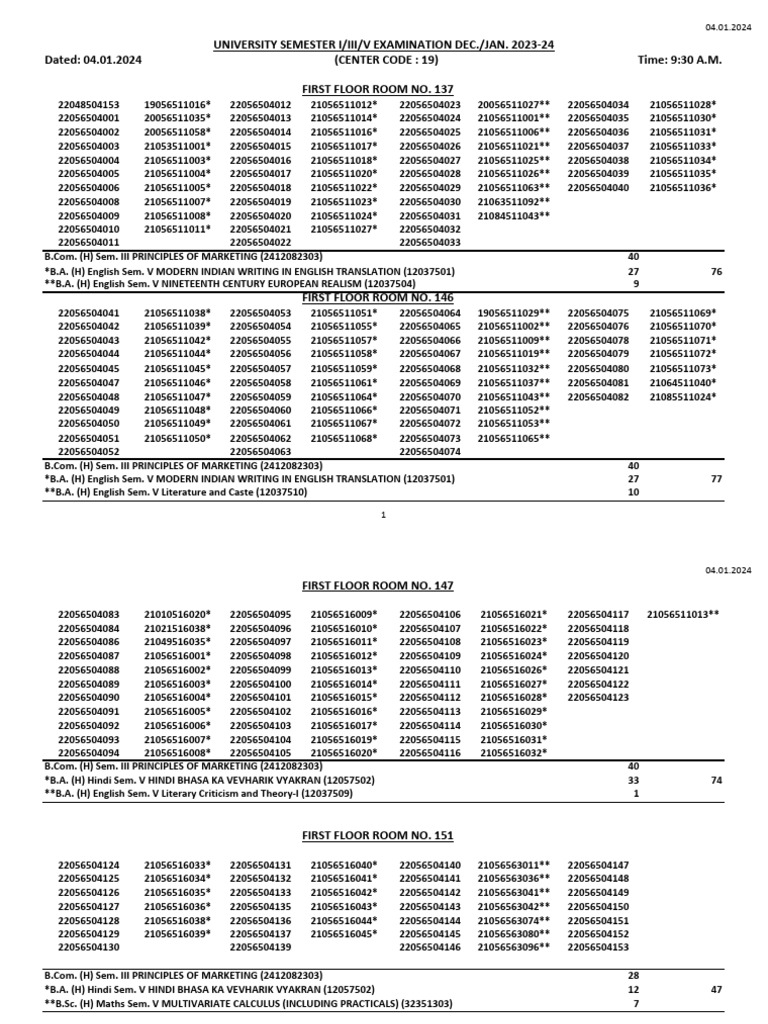 Seating Plan 04012024 Morning - 240104 - 060257 | PDF | Heat | Thermodynamic Equilibrium